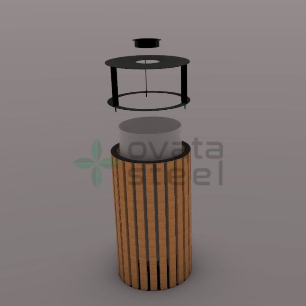 Ovata-615 Wood Open Space Trash Can - OvataSteel